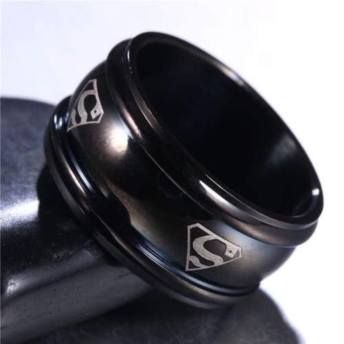 Superman Stainless Steel Ring Black Size S - US 9 Superhero Comic Book ...