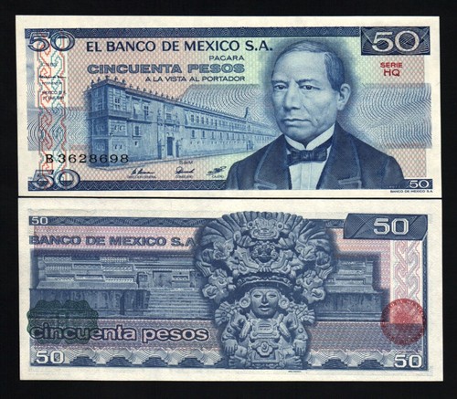 Mexico 50 PESOS P-73 1981 x 10 Pcs Lot AZTEC God Temple UNC Mexican ...