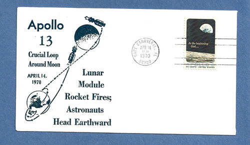 APOLLO 13 CRUCIAL LOOP AROUND MOON APR 14,1970 CENTENNIAL SPACE COVER ...