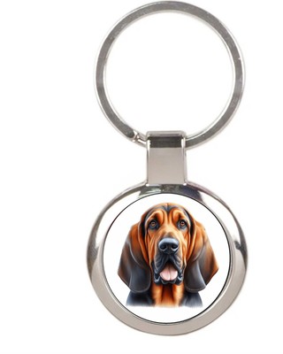 Bloodhound Dog Art Key Ring Key chain Chrome Finish Key Fob Photo ...