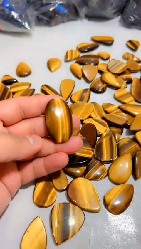 25 Ct 5X18X27 mm Natural Golden Fire Tiger eye Oval Cabochon Gemstone ...