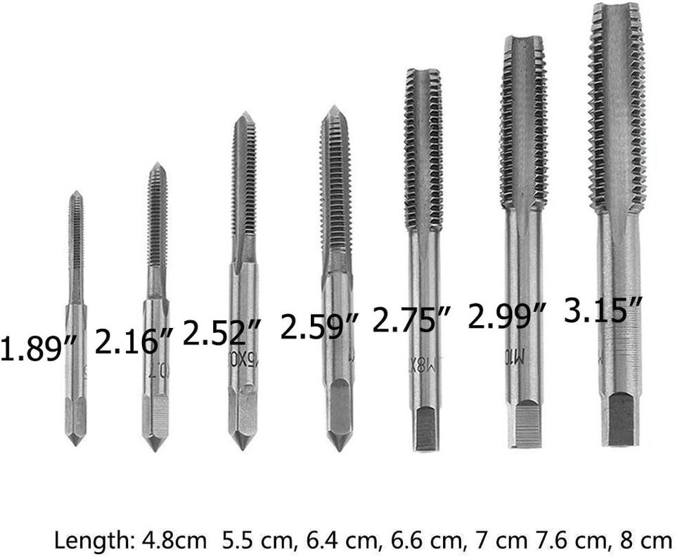 7Pcs Bearing Steel Metric Screw Thread Tap M3-M12 Plug Tap Set(Wrench ...