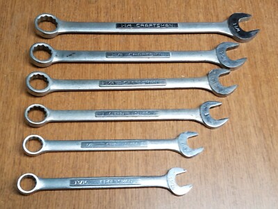 Craftsman Large Combination Wrench Set 12 Point - 6 Piece Lot | eBay