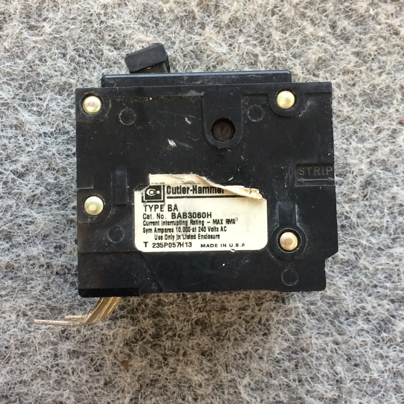 Eaton BAB3060H Circuit Breaker 60A 240V 3P BA 60 Amp 3Pole Bolt On ...