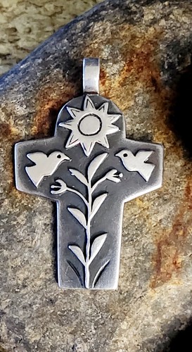 LARGE James Avery Retired Cross Pendant Birds Sun Plant HEAVY 17.7 ...