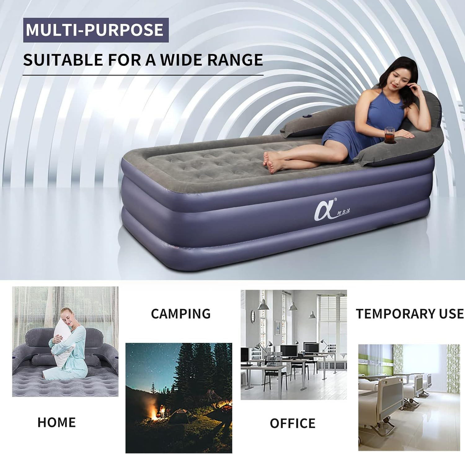 A-ER-FA Twin XL Air Mattress with Headboard, Quick 3 Min Inflation ...