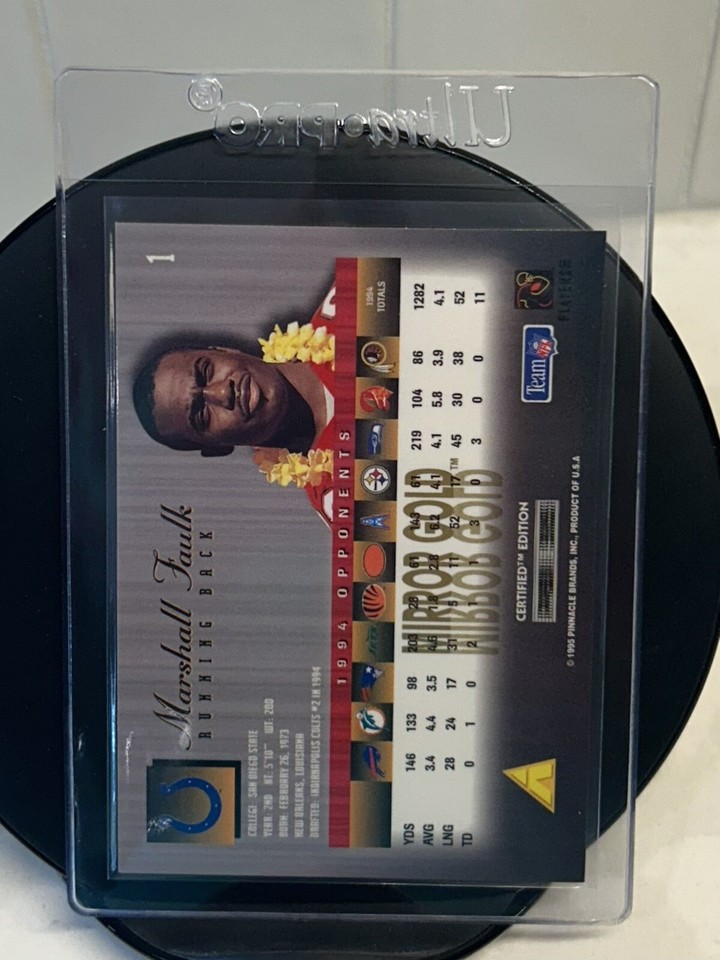 1995 Select Certified MIRROR GOLD #1 Marshall Faulk HOF Rams Set Break ...