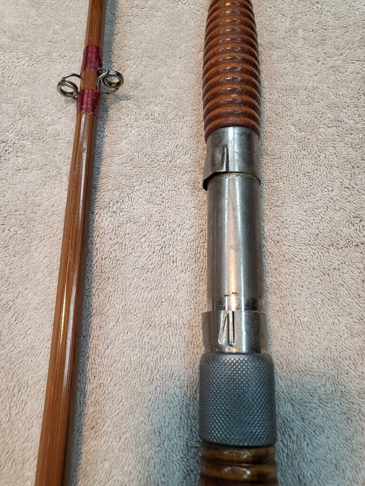 VINTAGE ANTIQUE MONTAGUE SOMERS POINT 2 PC. BAMBOO FISHING ROD 5' 9" | eBay