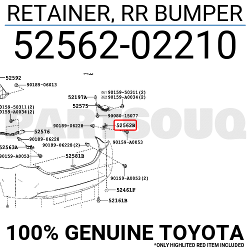 5256202210 Genuine Toyota RETAINER, RR BUMPER 52562-02210 | eBay