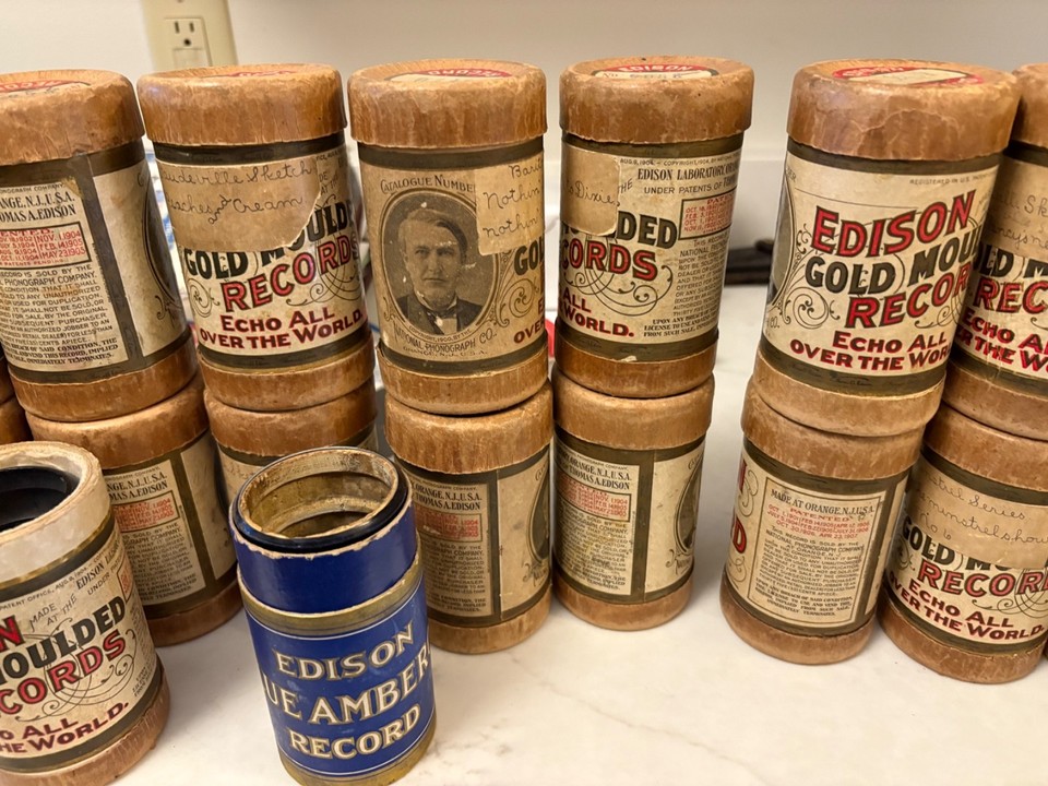 Antique Thomas Edison Gold Moulded Records Phonograph Collection of 17 ...