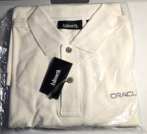 Oracle Logo Polo Shirt Men's Large White Cotton Blend | eBay