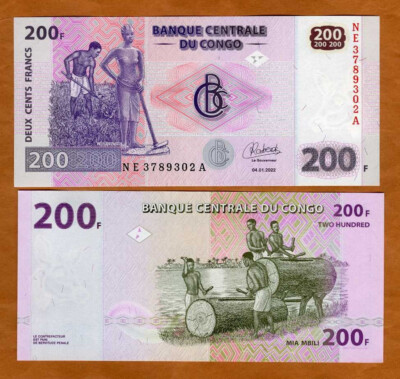 Congo D.R., 200 Francs, 2022, P-New, New Date and Sign. UNC | eBay