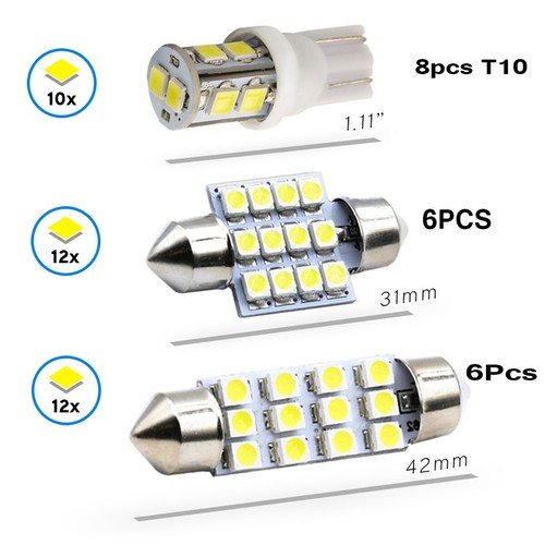 Car Interior Bulbs 20Pcs White Combo LED Map Dome Door Trunk License ...
