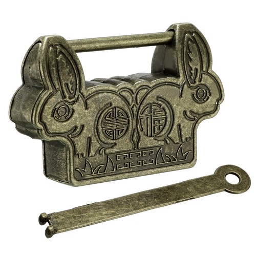 60mm Body Wide Padlock Antique Chinese Old Style Zinc Alloy Brass ...