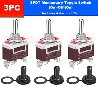 3X SPDT Momentary Waterproof Toggle Switch (On)-Off-(On) Heavy Duty 20A ...