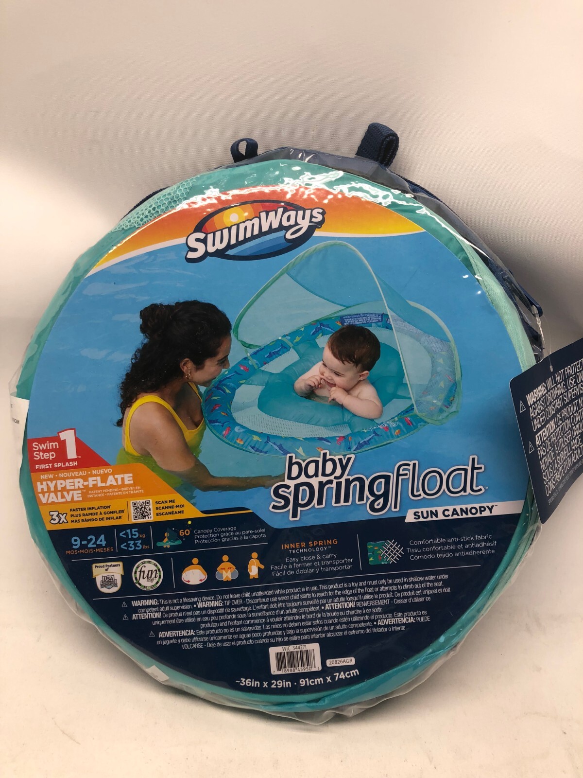 Swimways infant spring float 50 UPF with Sun Canopy. 3-9 Months Swim ...