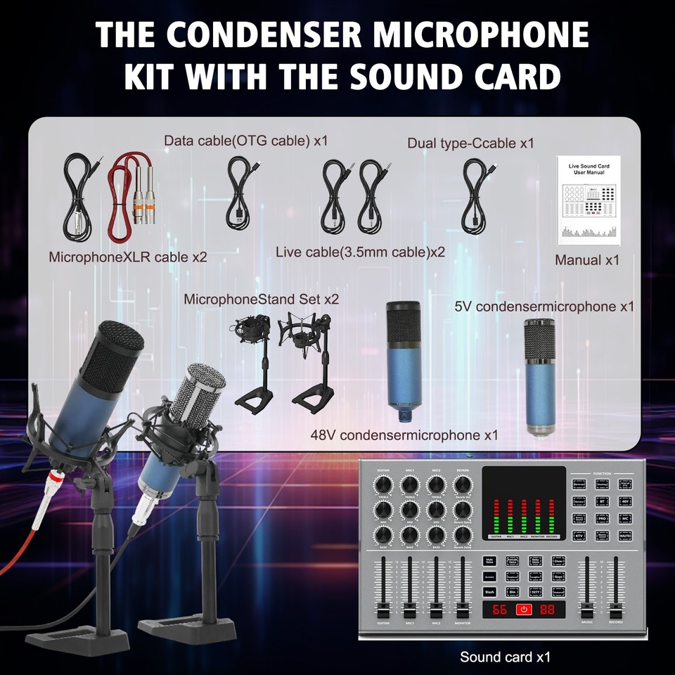 Podcast Equipment Bundle Home Studio Recording Kit Music Mixer ...