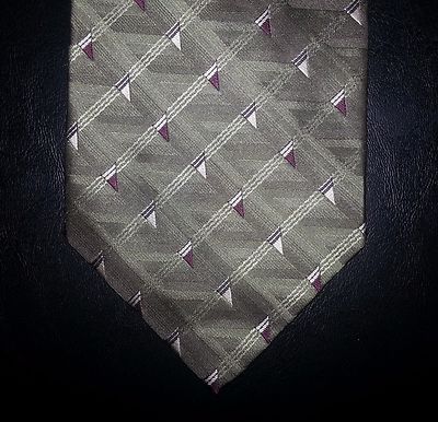 Allyn Saint St. George Tie Silk Olive White Maroon Geometric Design NIB ...