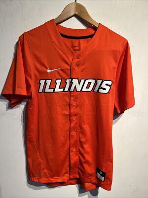 Genuine Nike Team University of Illinois ILLINI Baseball Jersey Orange ...