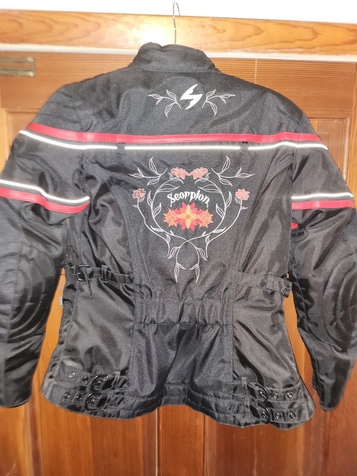 Women's Scorpion Black & Red Motorcycle Jacket Black … - Gem