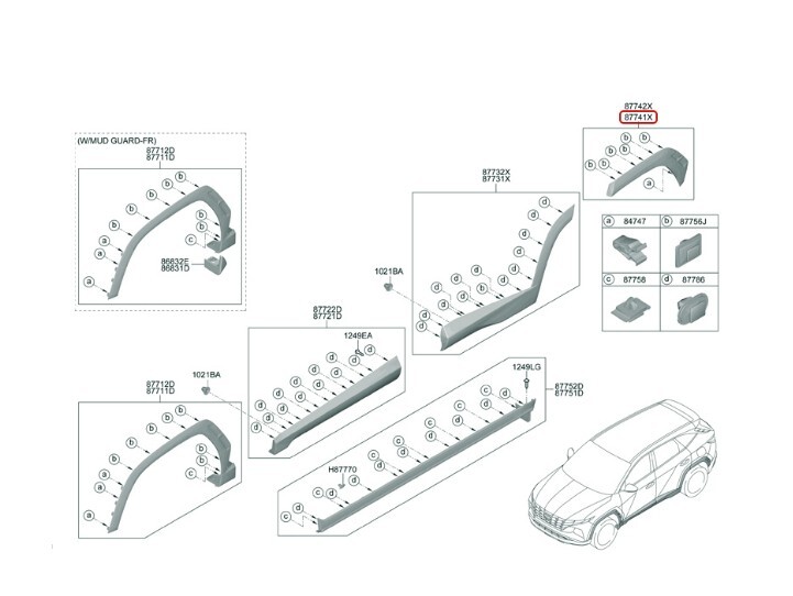 OEM 87741-N9000CA GARNISH ASSY-QTR SIDE LH Left for Hyundai Tucson 2022 ...
