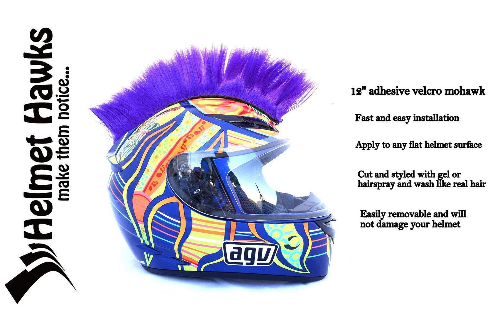 Helmet Hawks ™ Mohawk Royal Purple Motorcycle Bike BMX Helmet Mohawks ...