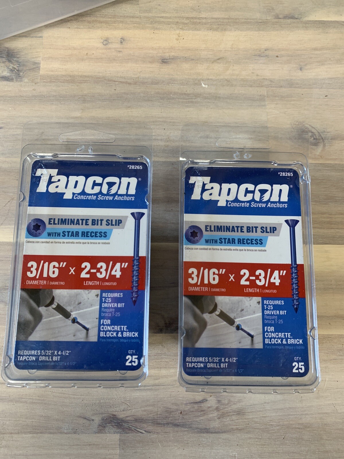 2 packs 25/Box Tapcon 3/16 x 2-3/4 in. Eliminate Bit Slip With Star ...