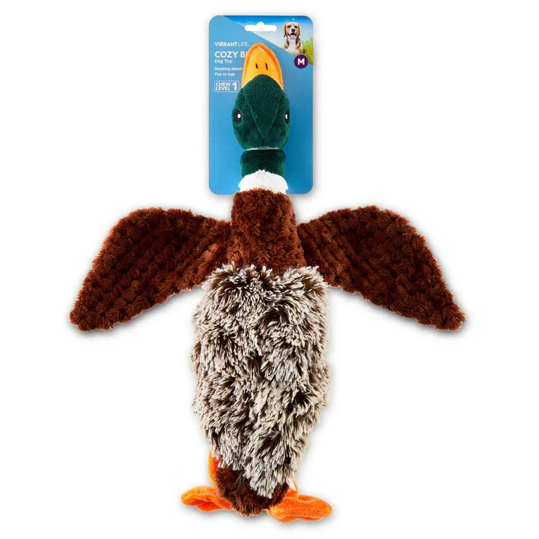 Vibrant Life Cozy Buddy Plush Duck, Squeaker Honking Sound, Chew Level ...