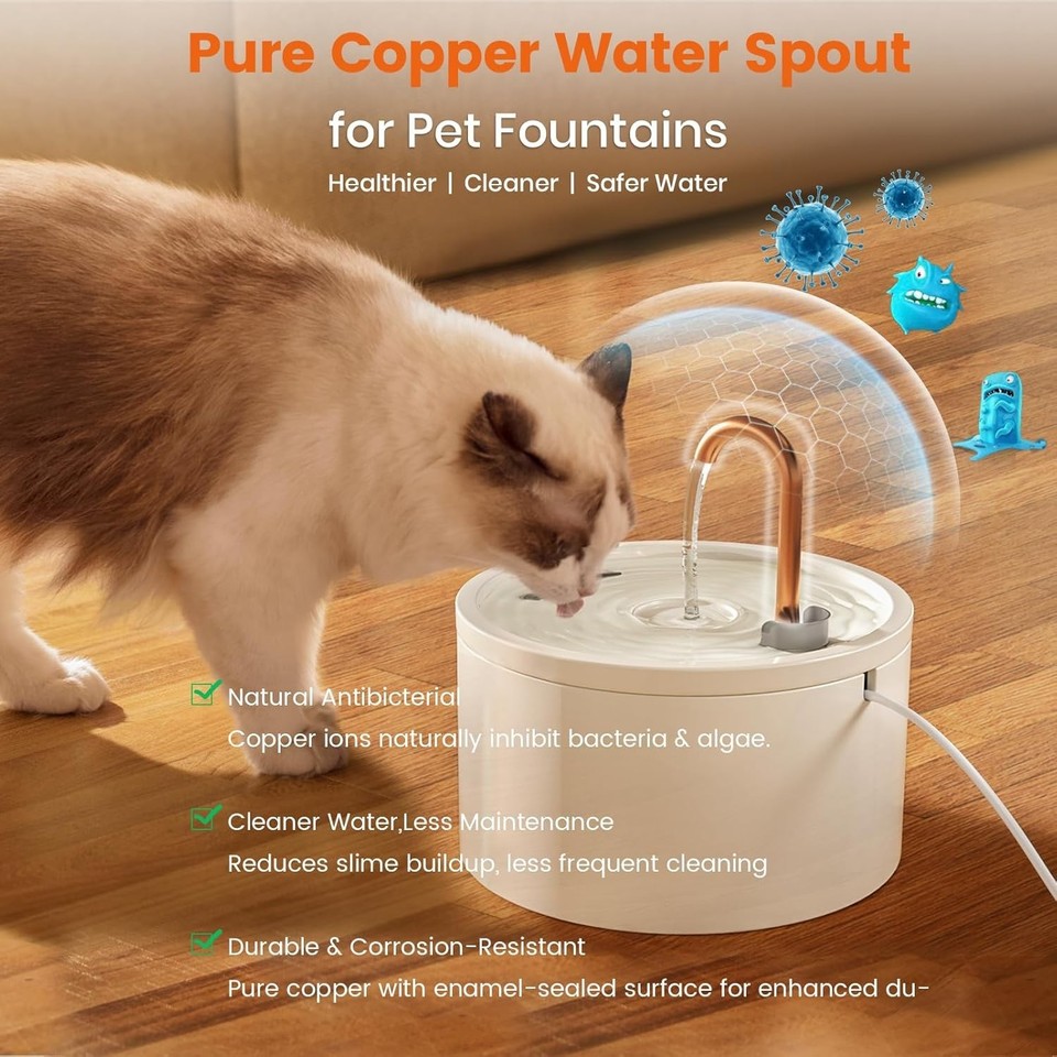 Elegant Ceramic Cat Water Fountain 71oz Auto Pet Drinker Dual Filter ...