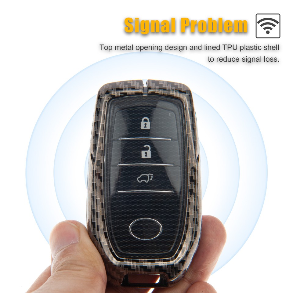 Metal Carbon Fiber Car Smart Key Chain Case Cover For Toyota Tundra ...