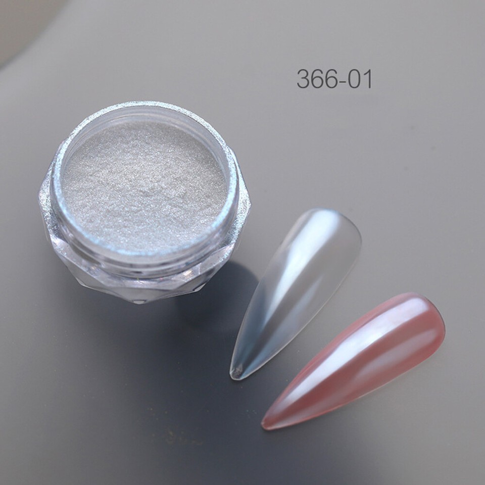 WHITE CHROME POWDER Matte Pigment Pearl Nails Nail Art Crystal Shiny ...