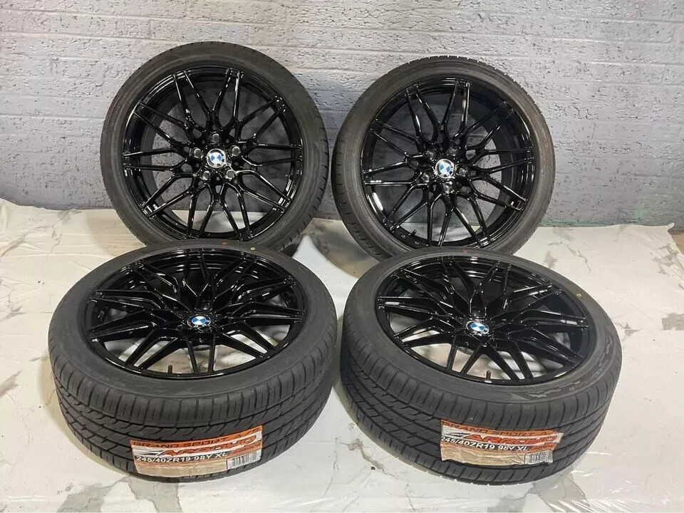 19x8.5 19x9.5 Gloss Black M Style Wheels 5x112 Rims Tires BMW 3 4 5 M2 ...