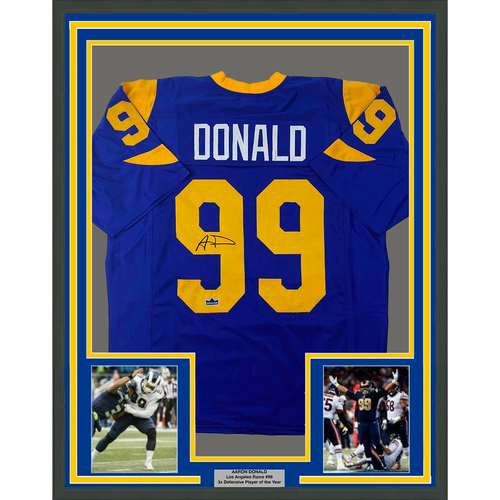 Framed Facsimile Autographed Aaron Donald 33x42 Blue Retro Reprint ...