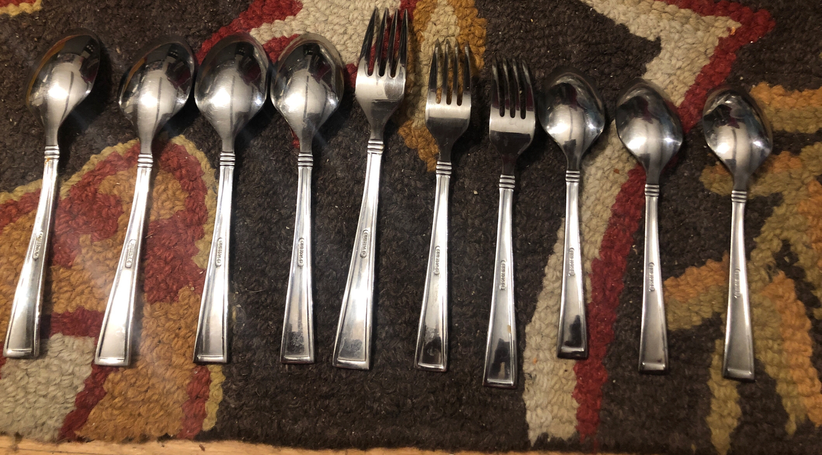 10 Pc Oneida BUTLER Stainless Mixed Flatware Set Teaspoons Forks Soup ...