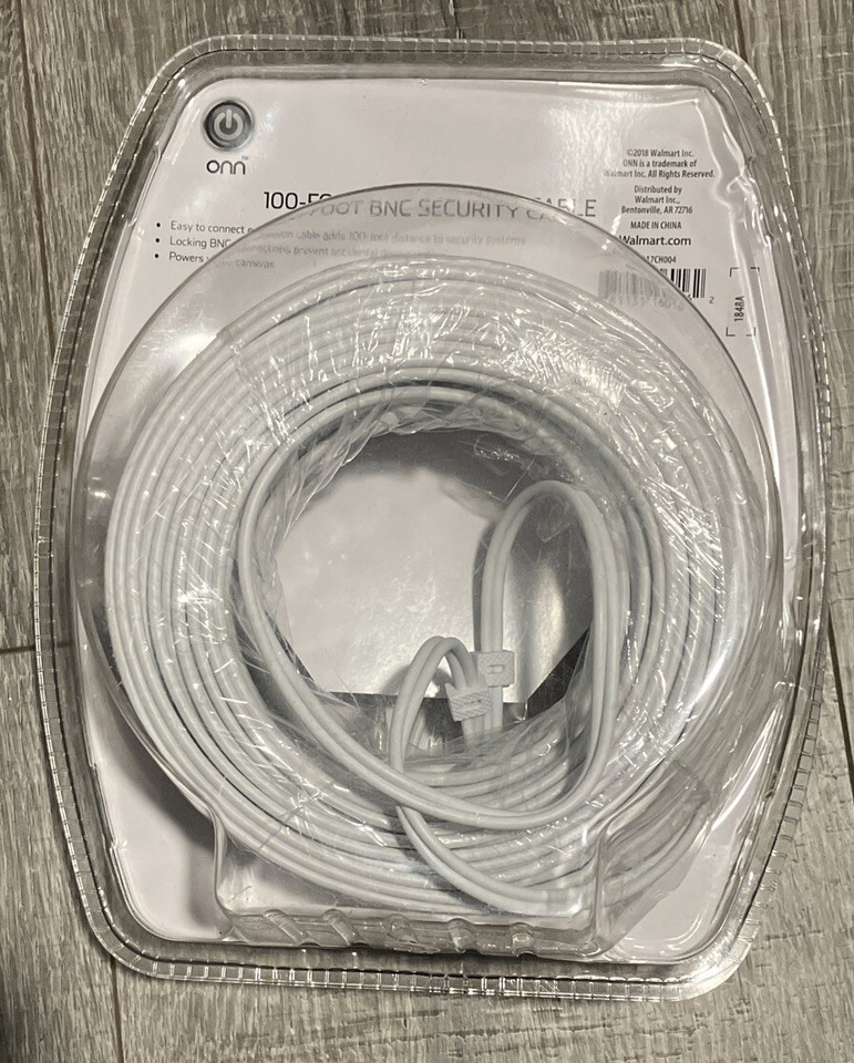 100 FEET security Cable (onn) BNC and DC Power cable Connects Camera to ...