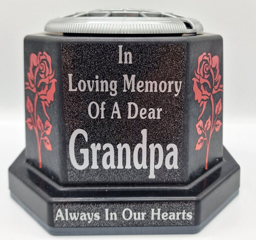 Grandpa Graveside Flower Pot Memorial Gift, Silver Writing with Roses ...