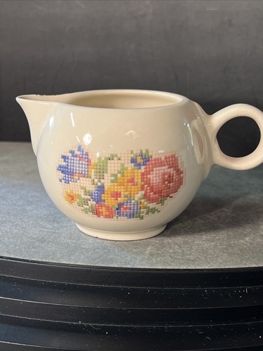 Vintage Harker Pottery Bakerite “Petit Point” Creamer, 22K Gold Accents ...