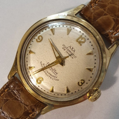 Vintage RARE Men's Wristwatch "AXA" Nivaflex Automatic 25J ø35 1950 ...