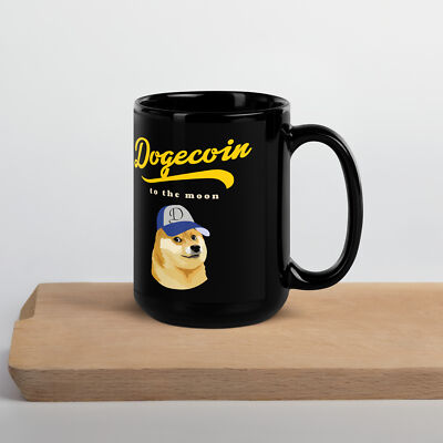Dogecoin Mugs Black Glossy Mug Dogecoin to the moon Shiba Dog Wearing ...
