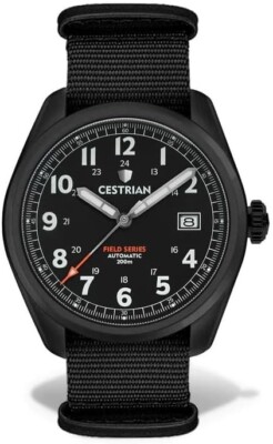 Cestrian Field Series Automatic Black Dial NATO Strap Men's Watch ...