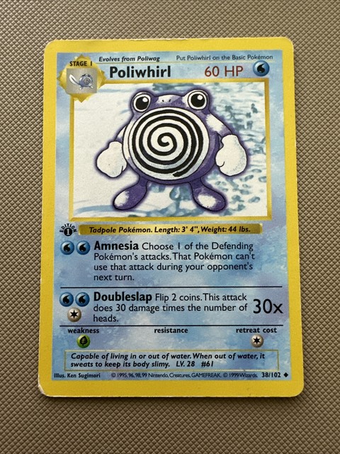 Pokémon TCG Poliwhirl Base Set 38/102 Regular 1st Edition Uncommon for ...