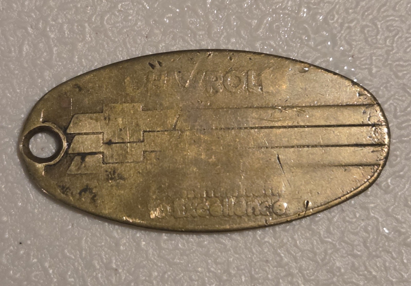 Vintage 1980s Chevrolet Brass Metal Key Fob Collectible, Low No. 09278