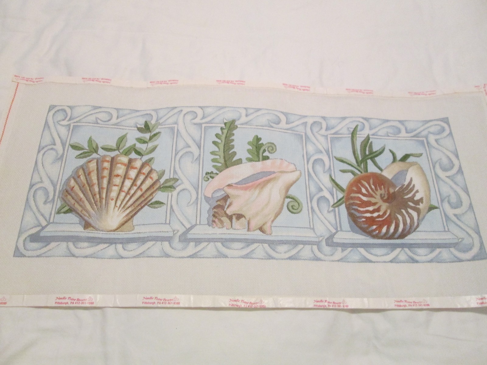 3 SHELLS-HANDPAINTED NEEDLEPOINT CANVAS | eBay
