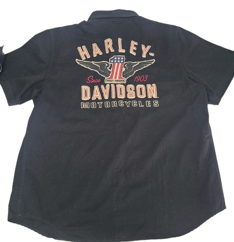 Genuine Harley Davidson Button-Up Shirt Black Men's XXL Back Patch #1 ...