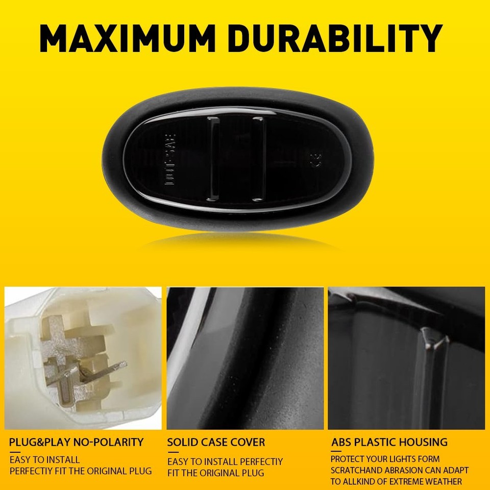 4PCS Front Amber+Rear Red LED Side Marker Lights For 17-up Ford F150 ...