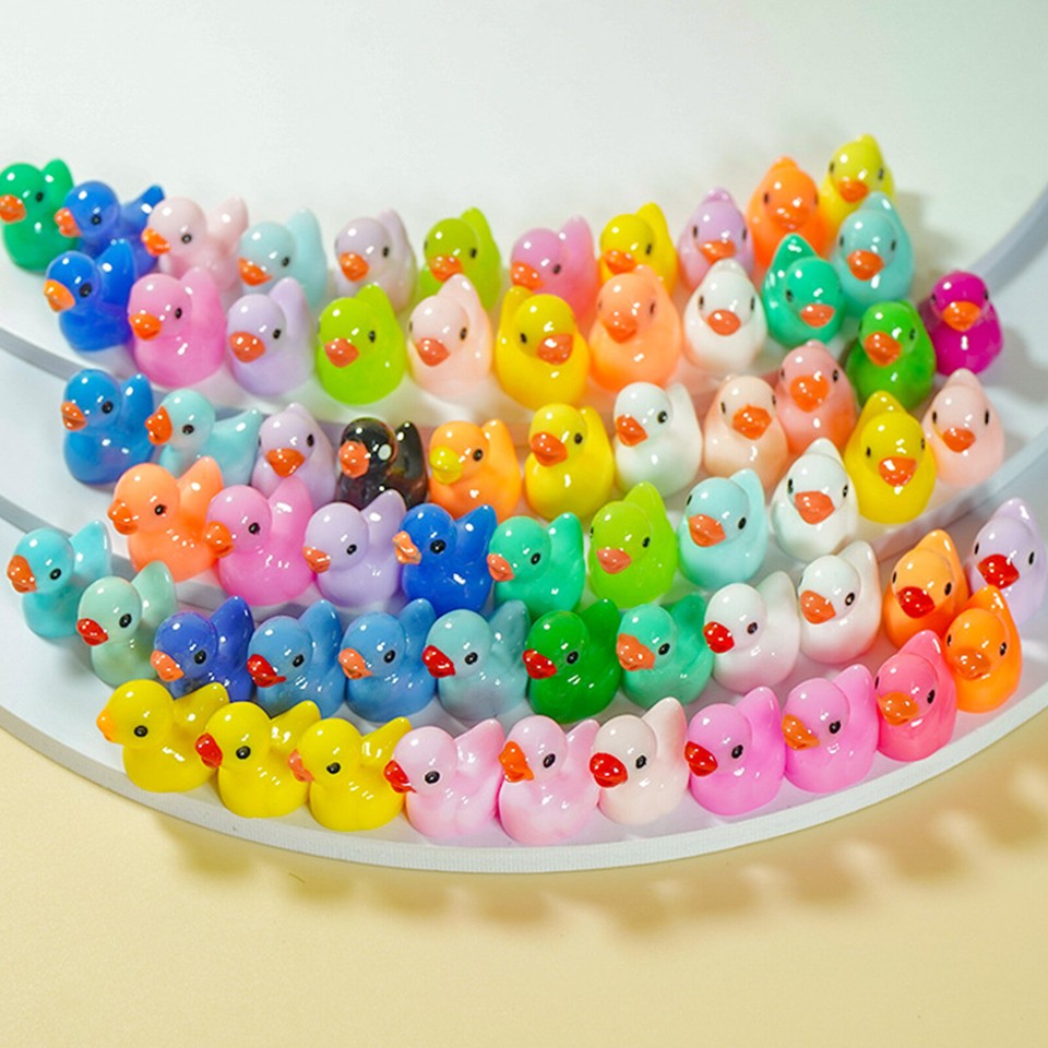 100pcs_Mini-Resin Ducks, Bulk Little Duck Figures Plastic Small ...