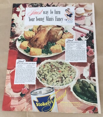 Stokely's canned food print ad 1947 vintage 1940s art illus retro ...