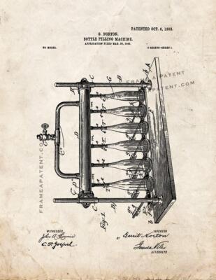 Bottle-filling Machine Patent Print Old Look | eBay
