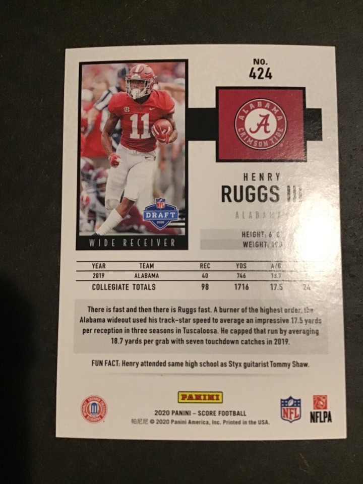 2020 Score FB Henry Ruggs III Rookie Card Las Vegas Raiders | eBay