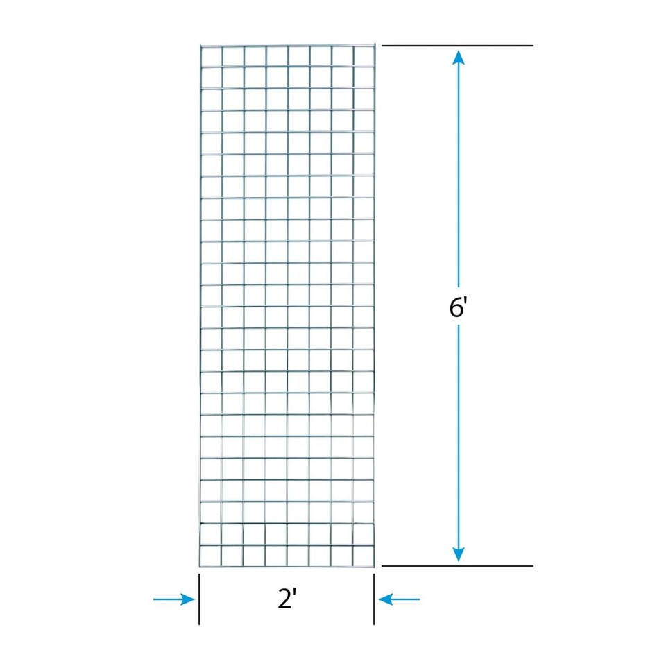 Set 4 Gridwall Panels 2' x 6' Grid Wall Display Chrome Panel Steel 9 ...